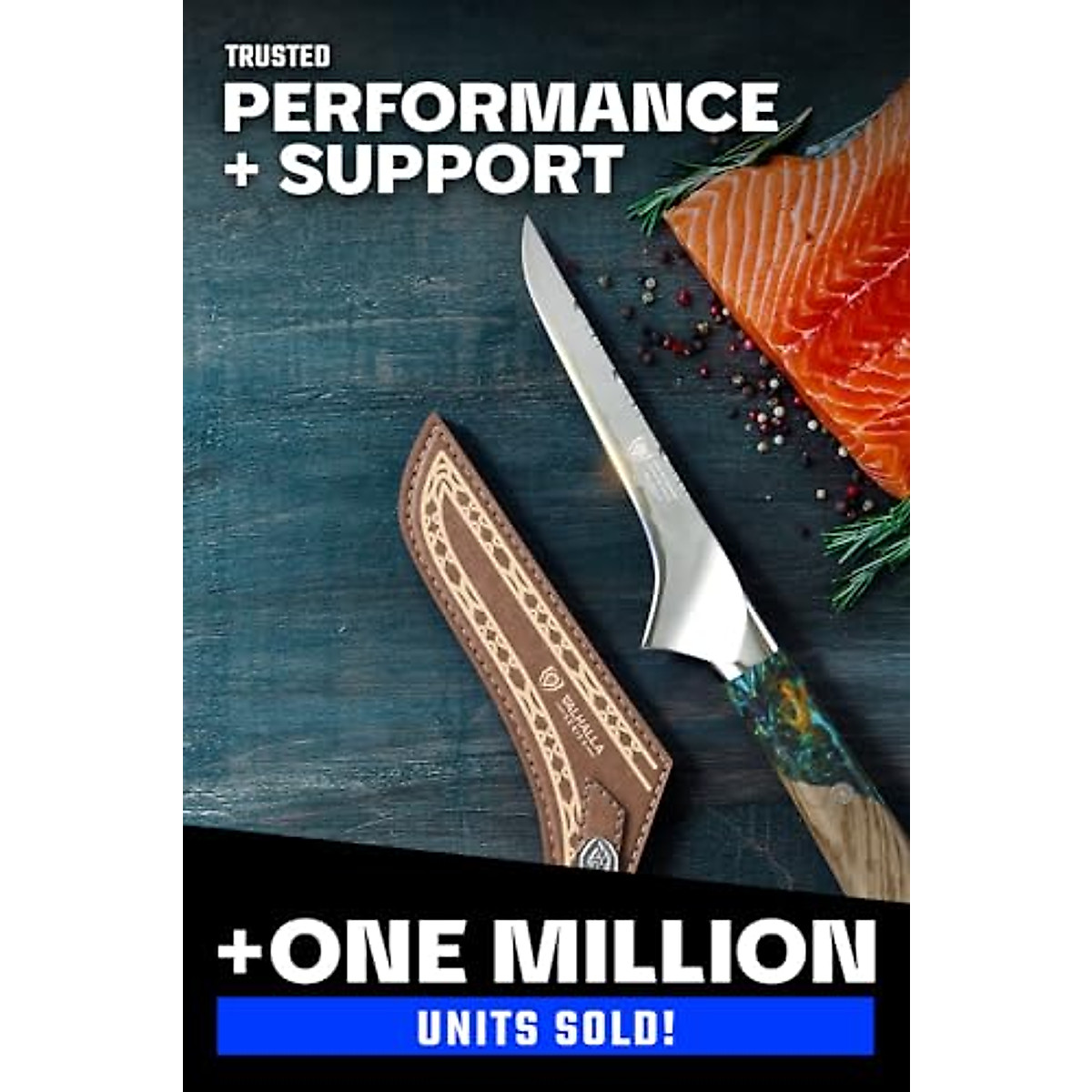 Dalstrong Boning Knife - 6 inch - Valhalla Series - 9CR18MOV HC Steel - Celestial Resin & Wood Handle - Fillet Knife, Meat Cutting, Carving, Bone, Trimming, Deboning - Kitchen Knife - Leather Sheath