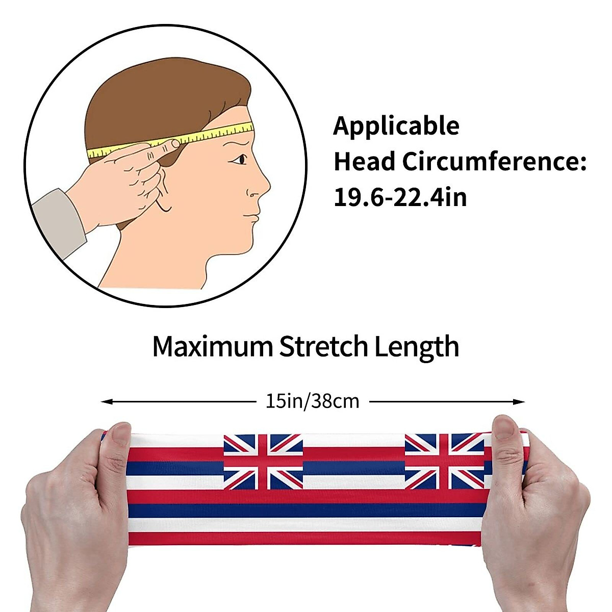 Hawaiian Flag Sports Headbands Unisex Yoga Non-Slip Quick-Drying Workout Hairband