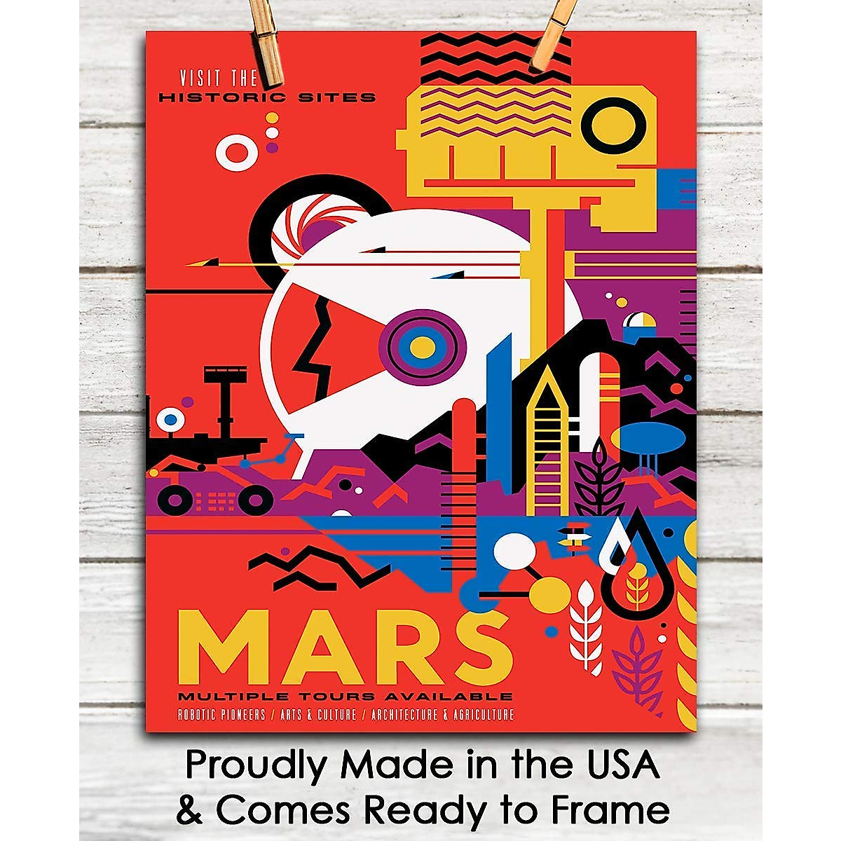 Mars' Space Tourism Astronomy Wall Art: Unique, Boho & Modern Astrology Home Decor for Living Room, Bedroom & Office - Creative Gift Idea for Zodiac, Space, NASA Poster Fans | Unframed Posters 11x14