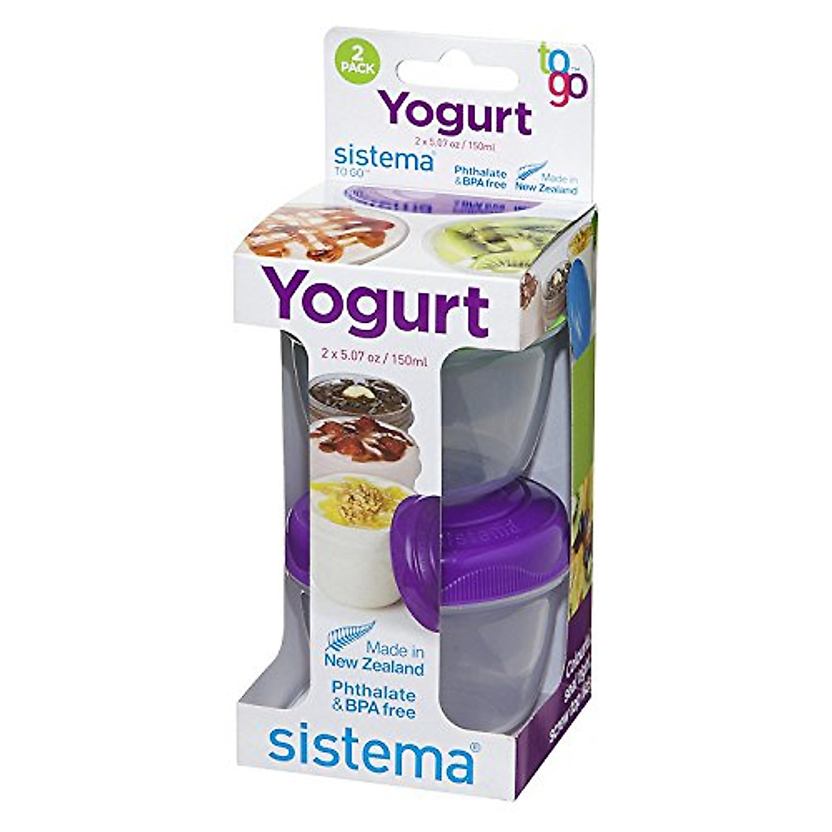 Sistema To Go Collection Yogurt Food Storage Containers, Pack of 2