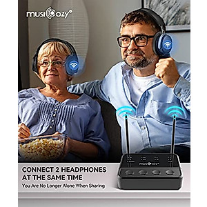 MUSICOZY Bluetooth 5.2 Transmitter Receiver for TV/BT Headphones, Wireless Bluetooth Receiver Audio Adapter for Home Stereo/Speakers/Headphones/MP3, Stereo Receivers, Built in Battery Audio Adapter