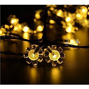 AMZSTAR Solar Sunflower String Lights, 21ft 50 Sunflower LED Christmas Light Waterproof Solar Fairy String Lights for Outdoor, Gardens, Homes, Wedding, Christmas Decoration (Warm White)