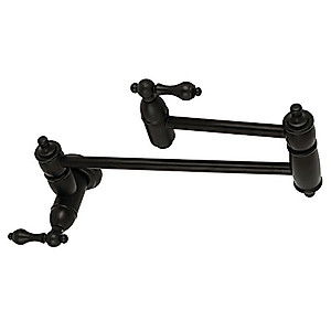 Kingston Brass KS3100AL Restoration Wall Mount Pot Filler Kitchen Faucet, 13 Inch Length, Matte Black