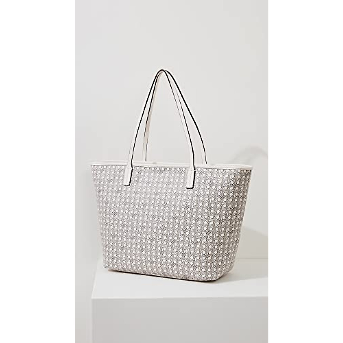 Tory Burch Women's Ever-Ready Tote, New Ivory, Off White, Print, Grey, One Size