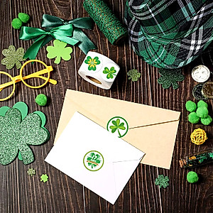 500Pcs St. Patrick's Day Sticker Lucky Shamrock Clover Hat Irish Decor Self Adhesive Irish Labels for Cards, Envelopes, Gifts Leprechaun Party Decoration Supplies