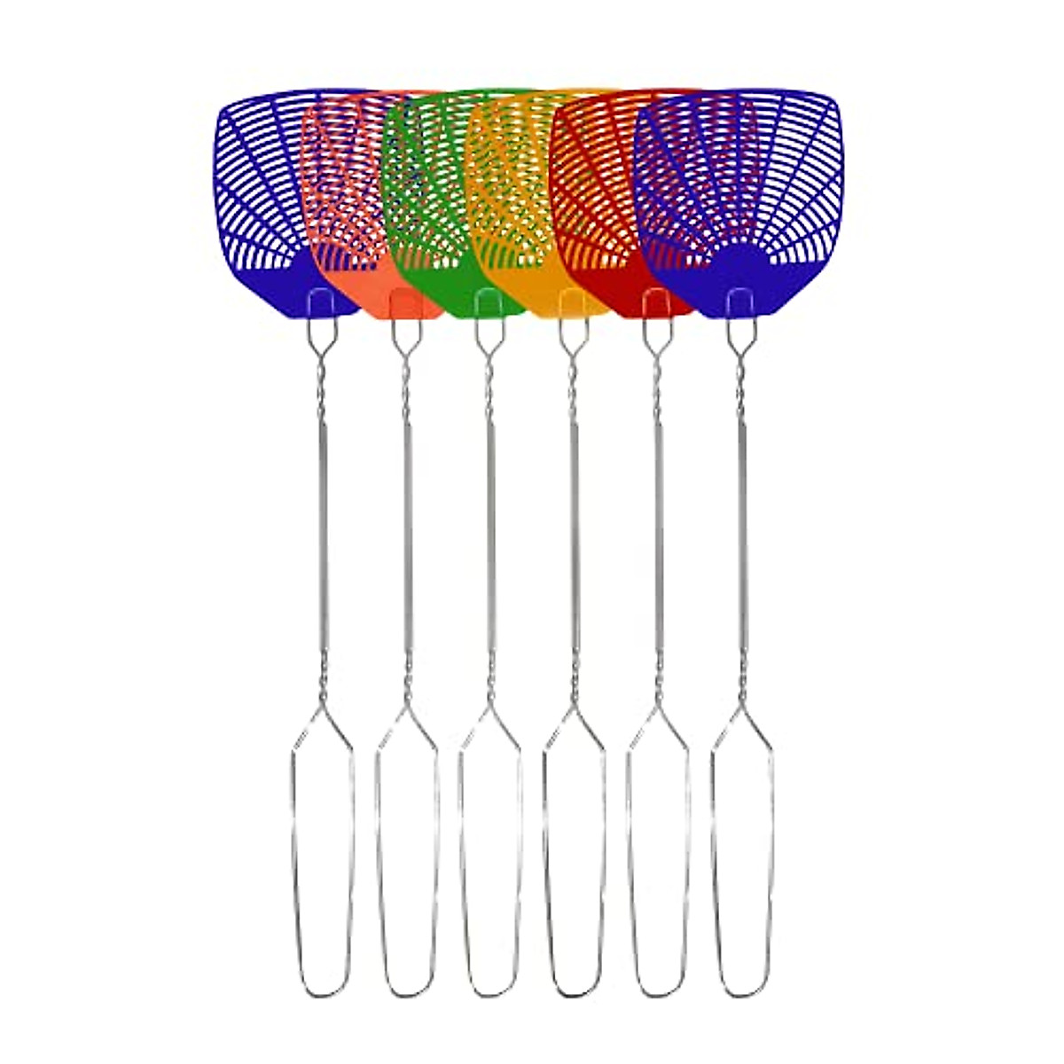 Supreme Bug & Fly Swatter 6-Pack – Braided Metal Handle 6 Pack Fly Swatters, Multi Pack Colors, – for Indoor/Outdoor – Flyswatter (21 inch- Set of 6)
