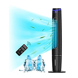 Evaporative Cooler, 46" Air Cooler Fan with Remote, 3-IN-1 Swamp Cooler, Night light, Oscillating, Humidifying, 3 Modes, 3 Speeds, 8H Timer, 2 Ice Packs, Portable Air Conditioner for Home Bedroom