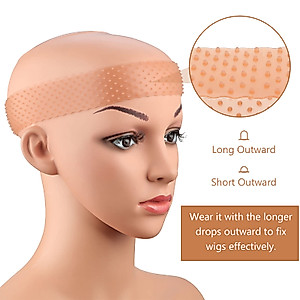 WILLBOND 2 Pieces Silicone Wig Grip Band Adjustable Silicone Wig Headband No Slip Wig Bands Seamless Wig Holder for Men Women Sports Yoga (Dark Brown)