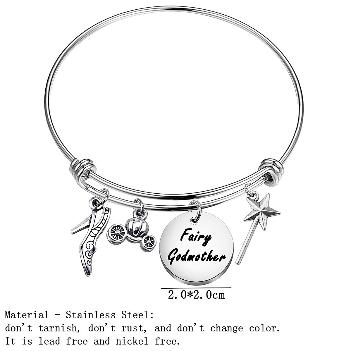 TGBJE Fairy Godmother Bracelet Godmother Gift Godmother Thank You Gift Cross Baptism Gift First Communion Gift Godmother Proposal Jewelry Godmother Charm Bracelet (Fairy BR)