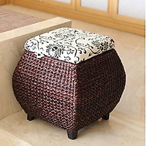 Articles for daily use Rattan Straw Storage Stool, Shoe Changing Stool, Storage Stool wth Cover, Finishing Storage Box, Shoe Ottoman, Sofa, Square Stoolw
