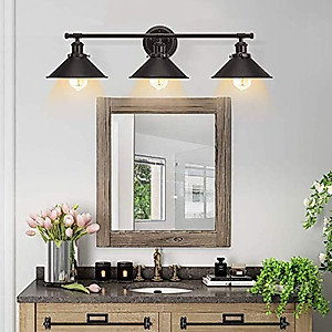 Alynzee Bathroom Vanity Light Fixtures,Farmhouse Wall Sconce Industrial Kitchen Wall Lighting with Matte Black Cone Metal Shade (3 Light)