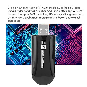Zyyini Wireless USB WiFi Adapter, 1200Mbps Wireless Network Card for Desktop Computer, Portable Dual Band Bluetooth Receiver 2.4GHz 5GHz