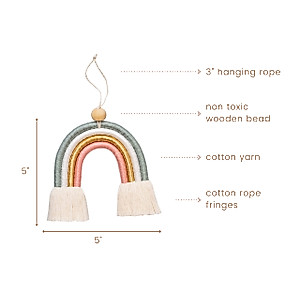 Mila Millie Macrame Wall Hanging | Handmade Woven Tassel Ornament for Home or Nursery Baby Kids Room Decor | Boho Nordic Scandinavian Style (Pink Gold Teal)