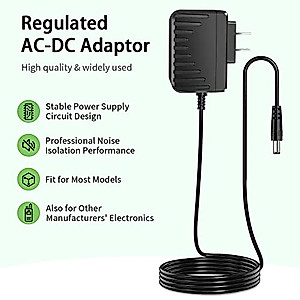 for Casio Keyboard Donner Roland Boss Electronic Guitar Multi-Effect Pedal 9V 1500mA Power Adapter Supply Tip Negative with 5 Way Daisy Chain Cables