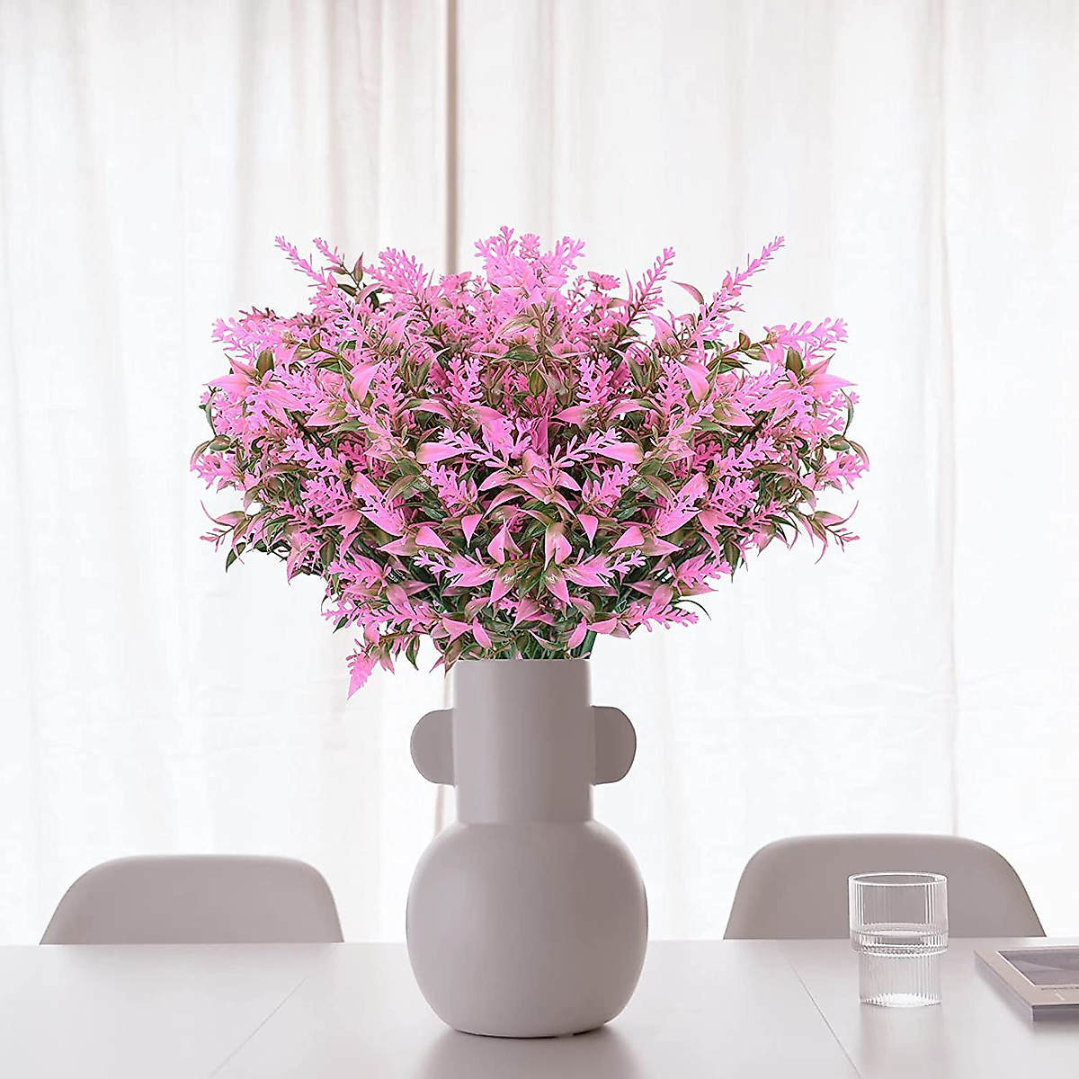 Fake Flowers Artificial Lavender - Bioc 10 Bundles UV Resistant Bouquets Plastic Plants Real Touch Flowers for Wedding Home Garden Window DIY Indoor Outdoor Decor (Red)