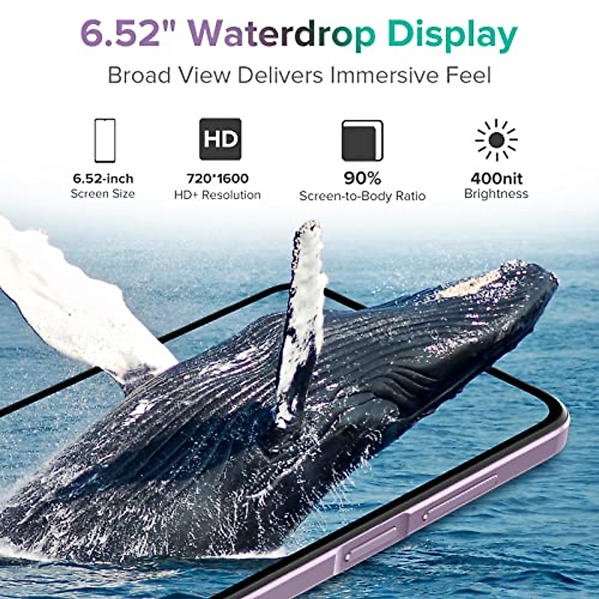 Ulefone Note 14 Unlocked Android Phones - 6.52-inch HD+ Display Android 12 OS 7GB RAM+16GB ROM 4500mAh Battery 8MP+5MP Camera 3-Card Slot T-Mobile Unlocked Smartphone (Purple)