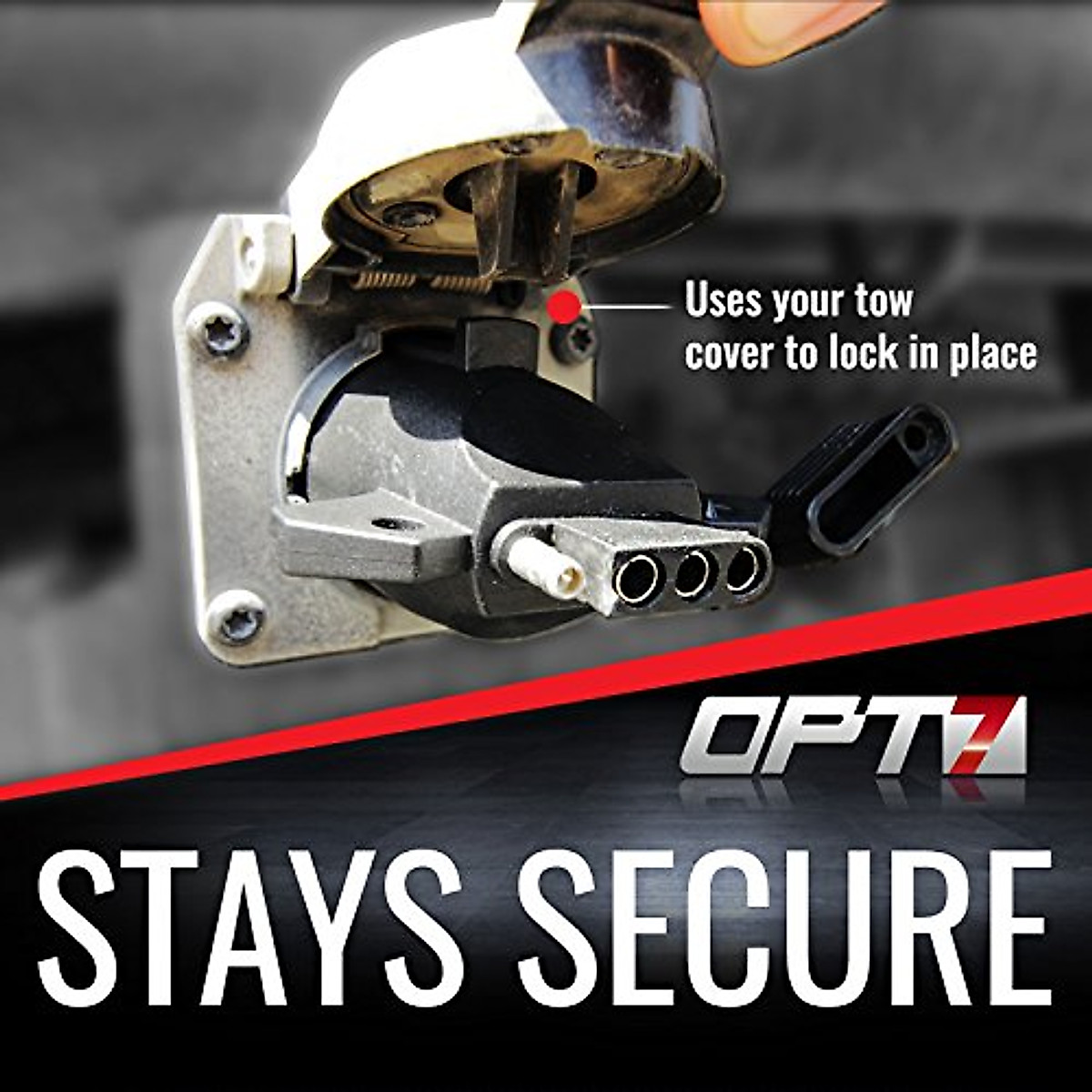 OPT7 7 Pin to 4 Pin Trailer Adapter with Secure Tab, 7 Way Blade to 4 Way Flat Trailer Light Adapter, Connector for Trailer Tow Hitch and Redline LED Tailgate Light Bar