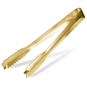 WAFJAMF Ice Tongs for Ice Bucket,7 Inch Serving Tongs,Bar Tongs,304 Stainless Steel,-Gold Plated-for Bar Kitchen Restaurant…