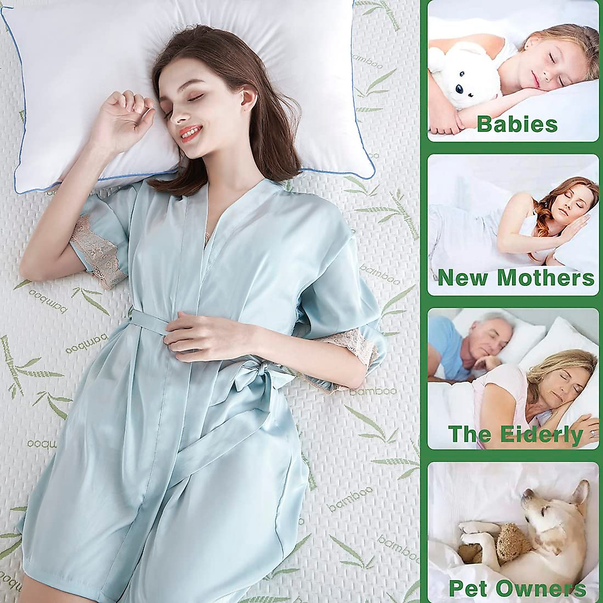 Parkdeny King Mattress Encasement, Waterproof Cooling Rayon from Bamboo, 3D Air Fabric, Breathable, Noiseless, Washable, Fits 5"-15" Deep Mattresses