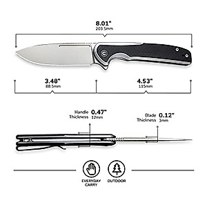 CIVIVI Voltaic Folding Knife 3.48-in Silver Bead Blasted 14C28N Blade Stainless Steel Handle with G10 Inlay Nested Frame Lock Pocket Knife EDC Knife C20060-2