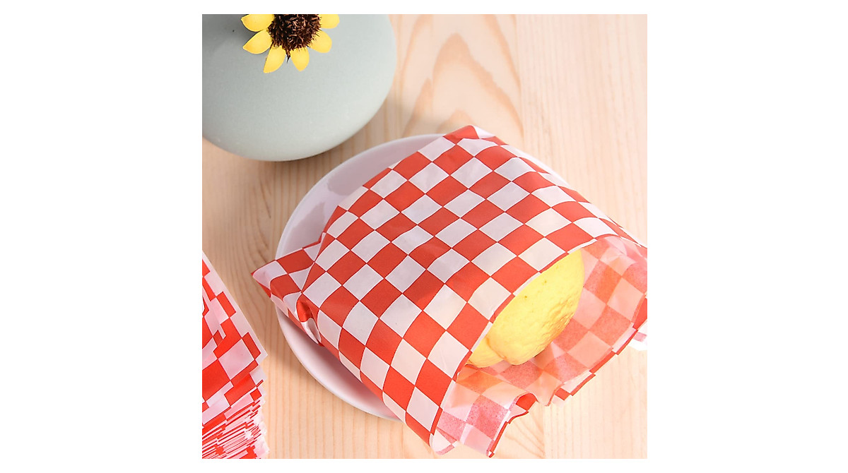 100 Sheets Waxed Deli Paper - Red Checkered Design