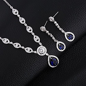 GULICX AAA Cubic Zirconia CZ Silver Plated Base Women's Party Jewelry Set Earrings Pendant Necklace