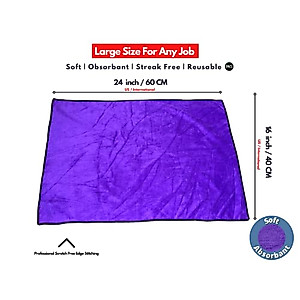 Microfiber Towels PAKS 16" x 24" Large Absorbant Microfiber Chamois - Premium Pack of 3 XL Towels - Detailing Towels Car Wash Rags, Scratch-Free, Lint-Free, XL Drying Towels for Cars, Home, Windows