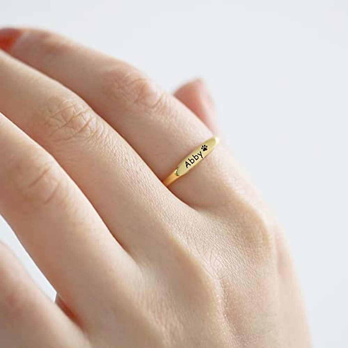 Redfishouse Personalized Initial Rings for Women, Engraved Customized Rings With Names Ring Family Rings Stackable Bar Initials Double Couples 925 Sterling Silver Ring for Her.