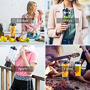 Portable Blender, MOCOPO 20 Oz Mini Personal Size Blender for Shakes and Smoothies with 6 Blades, Rechargable Blender, 4000mAh Electric Blender for Kitchen, Home, Travel, Outdoor(Black)