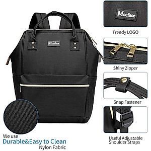 MOCFACE Laptop Backpack for Women,15.6 Inch Stylish College School Backpack with USB Charging Port,Water Resistant Casual Daypack Computer Backpack for Girls/Nurse/Teacher/Travel-Black