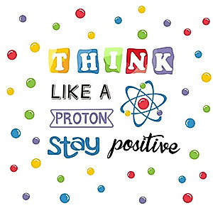 IARTTOP Science Wall Decal, Stay Positive Colorful Polka Dots Stickers, Inspirational Saying Laboratory Educational Decals, Chemistry Proton Wall Art For Nursery Middle Schoo Classroom Wall Stickers Decorations
