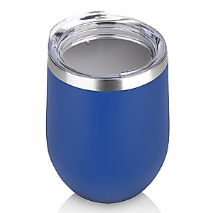 DOMICARE Stainless Steel Wine Tumbler Bulk with Lid, Personalized Insulated Tumblers Set, 12oz Travel Coffee Cups Pack of 1, Dark Blue