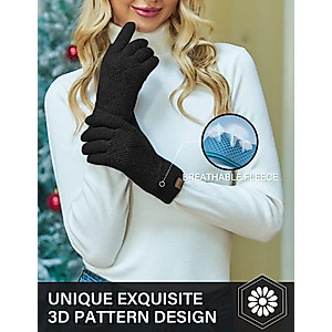 FZ FANTASTIC ZONE Women Winter Warm Knit Touchscreen Gloves Cold Weather with Thermal Fleece Lined
