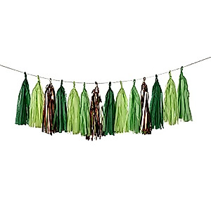 Mefuny 20Pcs Green Champagne Mylar Tassels Garland Tissue Paper Tassels Banner DIY Kit Teal Tassel Garland Teal Gold Birthday Party Decorations for Women Men Boys Girls, Party Supplies