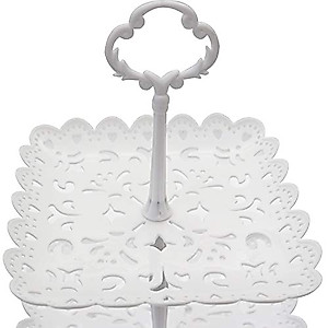 Set of 6 PCS Plastic Party Cake Stand and Cupcake Holder Fruits Dessert Display Plate Table Decoration for Wedding Birthday Party Celebration (Square)