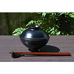 Tsukamoto AKM-2 Rice Pot, Black, 1 Cup, Living Alone, Mashiko Ware Kamakko Rice, Earthenware Pot, 2 Types of Chopsticks Rests