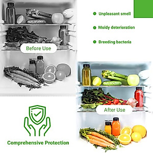 AZPAKO Refrigerator Deodorizer (2 Pack) - Natural Bamboo Activated Charcoal Fridge Deodorizer - Effective Than Baking Soda - Activated Carbon Smell Remover and Moisture Absorber , Fridge and Freezer Odor Eliminator