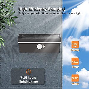 Lustrlach Motion Sensor Solar Wall Lights Outdoor Waterproof LED Solar Wall Sconce Black Dusk to Dawn Modern Porch Wall Mount Lamp for Garage House Patio