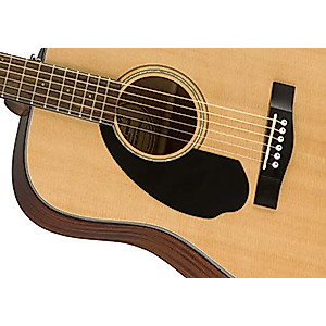 Fender CD-60S Solid Top Dreadnought Acoustic Guitar, Left Handed - Natural Bundle with Gig Bag, Tuner, Strap, Strings, Picks, and Austin Bazaar Instructional DVD