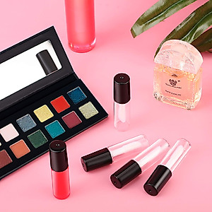 100 Pieces 1.2 ml Clear Mini Lip Gloss Tube Refillable Empty Lip Balm Bottles Transparent Lipstick Containers for Women Girls DIY Makeup (Black)