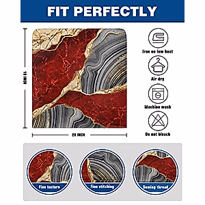 LOVE HOME DAY Abstract Chair Back Cover for Dining Room Set of 6 Burgundy Red Golden Gray Marble Kitchen Chair Protecter Slipcovers for Holiday Party,Weeding,Banquet,Events Modern Fluid