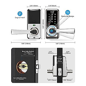 Smart Door Lock for Front Door, Zowill 7-in-1 Fingerprint Deadbolt with App Control, Keyless Entry Door Lock with Handle, Biometric, Auto Lock, Easy Installation, for Home, Office and Airbnb