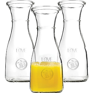 Kitchen Lux Carafe Pitcher Glass Set - Glass Water Pitcher & Water Carafe - Love Elegant Wine Decanter & Mimosa Bar Set - Easy Grip Neck & Wide Mouth for Pouring