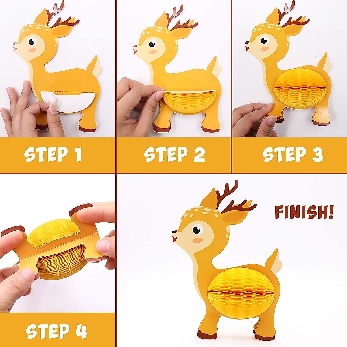 Distaratie 16PCS Woodland Animals Honeycomb Centerpieces Forest Friends 3D Table Toppers for Woodland Baby Shower Birthday Decorations Wild One Camping Party Supplies