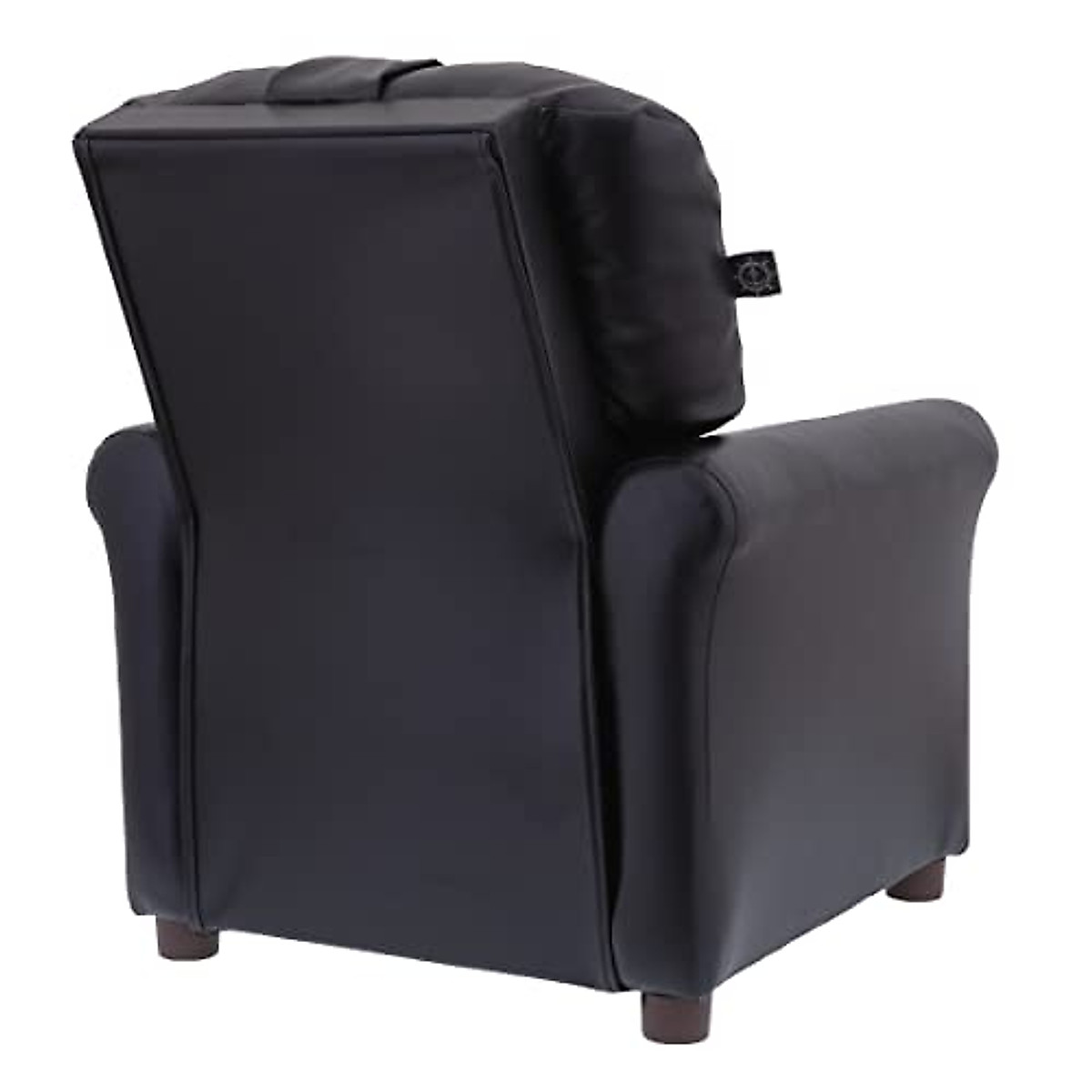 THE CREW FURNITURE Traditional Kids Recliner Chair, Toddler Ages 1-5 Years, Polyurethane Faux Leather, Black