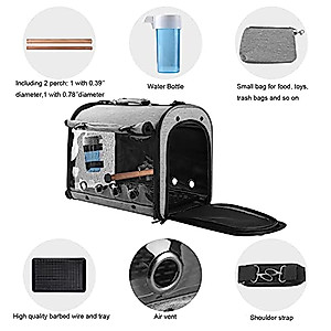 ABONERY Bird Travel Bag Portable Bird Parrot Carrier Transparent Breathable Travel Cage, Lightweight Bird Carrier with Food Bowl and Water Bottle