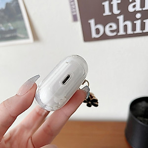 MINSCOSE Compatible with AirPods 1/2 Clear Case,Cute Cartoon Flower Pattern Design with Floral Keychain, Soft TPU Protective Shockproof Case for AirPod 1&2 for Girls Women-Black