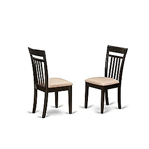 East West Furniture Capri 7 Piece Set Consist of a Rectangle Dinner Table and 6 Linen Fabric Kitchen Dining Chairs, 36x60 Inch, Cappuccino