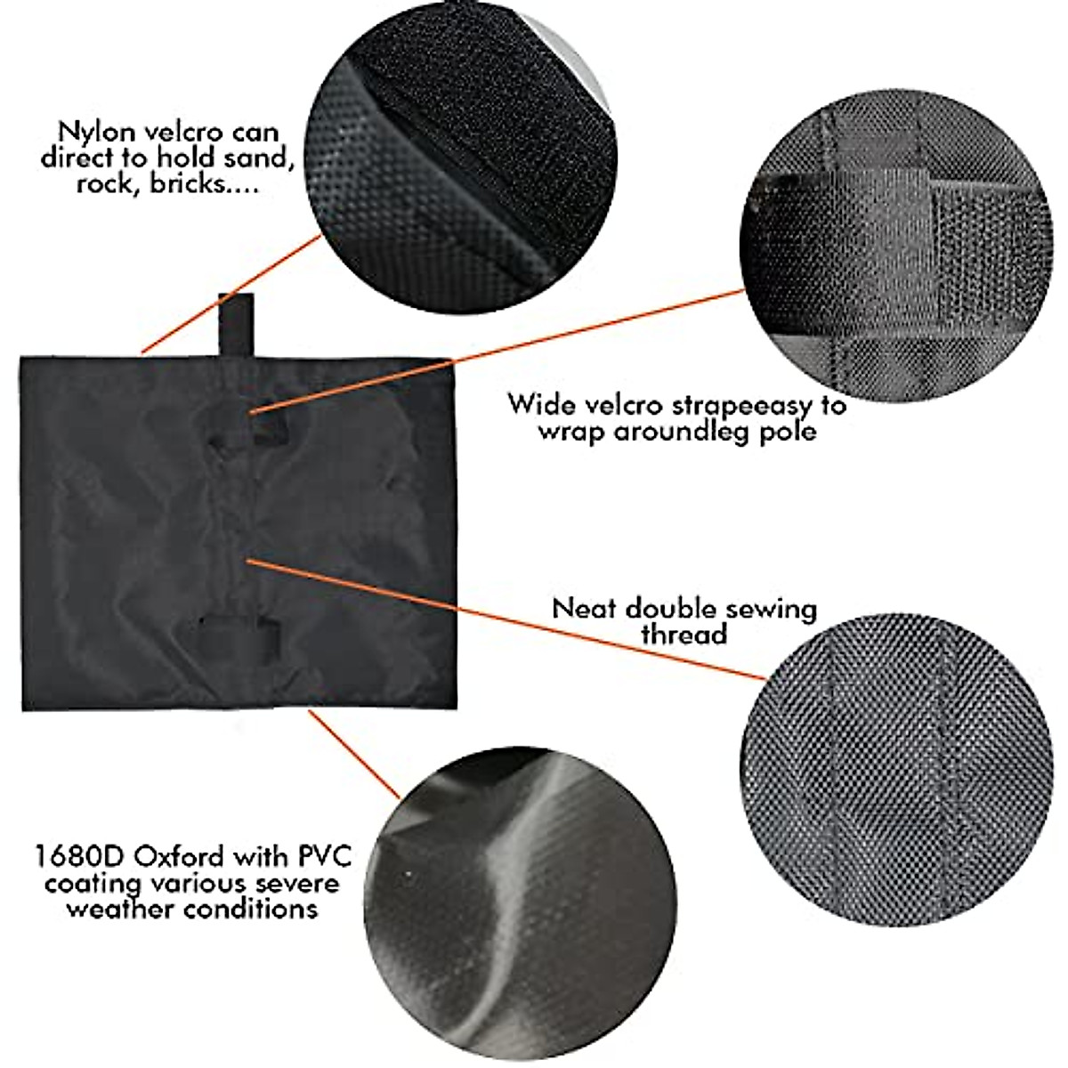 Ontheway Sand Bags for Canopy Tent, Heavy Duty Weights Sandbags, 4pcs-Pack (Black)