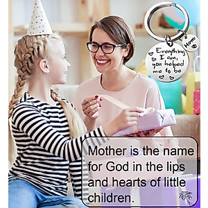 Mothers Day Keychain from Daughter, Mom Keychain Gift for Birthday Christmas - Everything I am You Helped Me to be